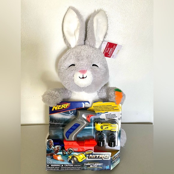 Toys | Nwt 2 Plushy Easter Rabbit And Nerf Gun Toy Perfect Combination ...